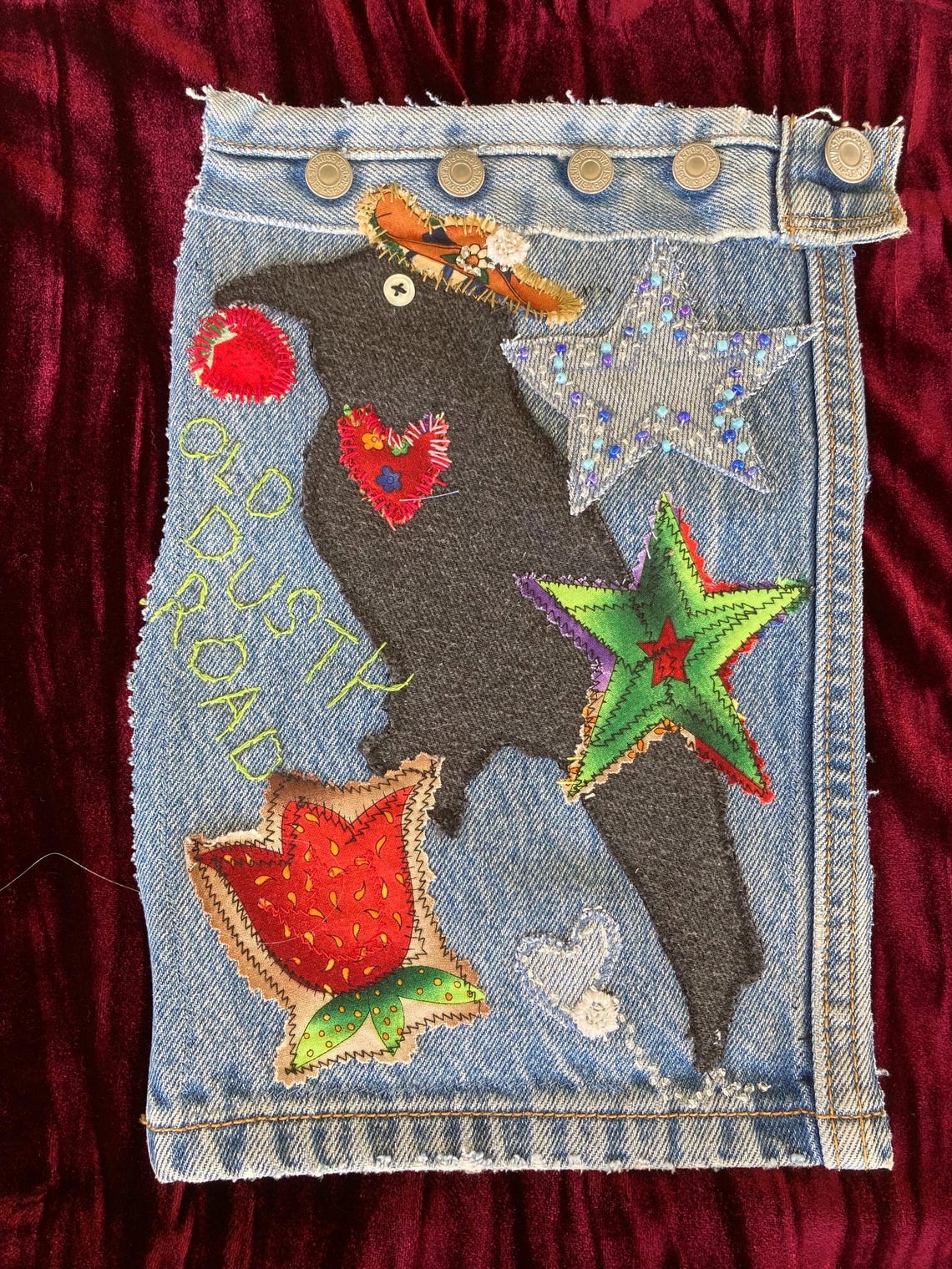 Denim Raven Crow Strawberry Patch for Jeans Fashion Jackets Decor ...