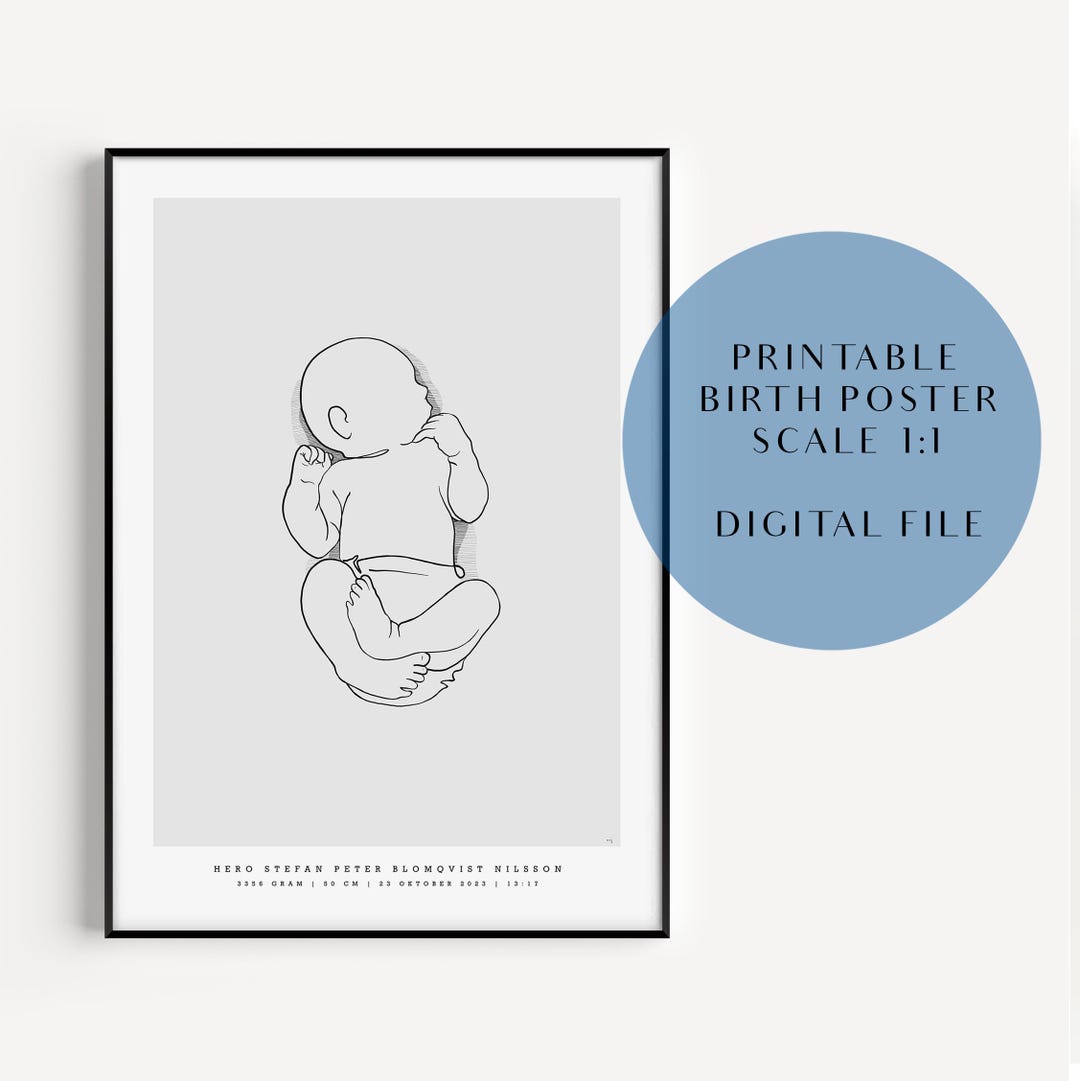 PRINTABLE BIRTH POSTER, Birth Poster 1:1 Scale | Baby Poster | Custom ...