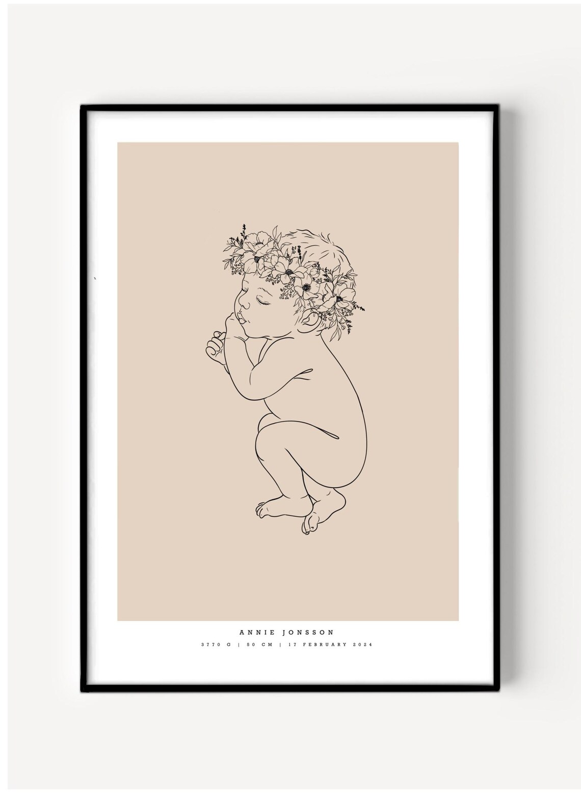 PRINTABLE BIRTH POSTER, Birth Poster 1:1 Scale | Flower Crown Birth ...