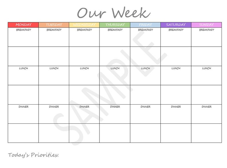 WEEKLY Activity & Meal Planner - Etsy