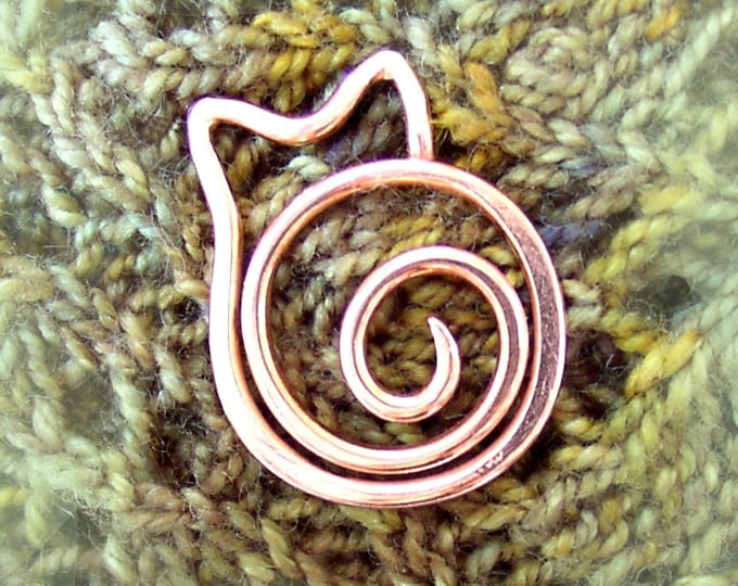 Copper Spiral Cat Shawl Pin - Etsy