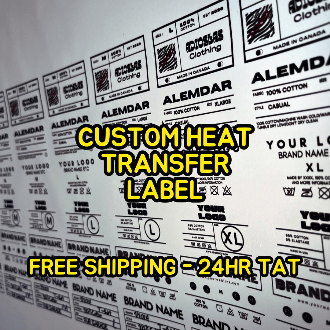 500 Pcs Custom Heat Transfer Labels Wholesale DTF Neck Label Sheet ...