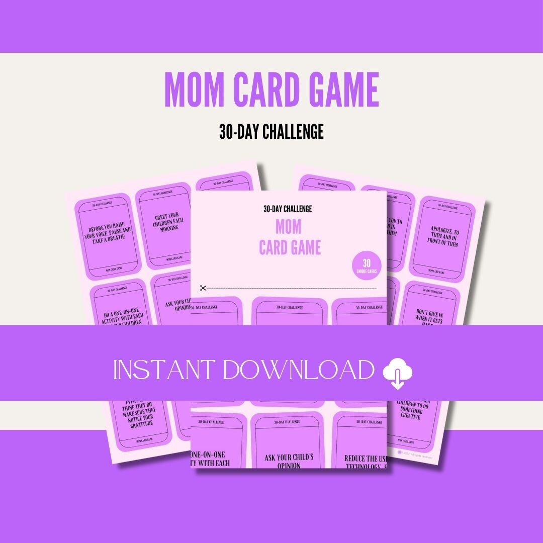 30 Day Challenge Mom Card Game, Printable Cards, Instant Download, Mom ...