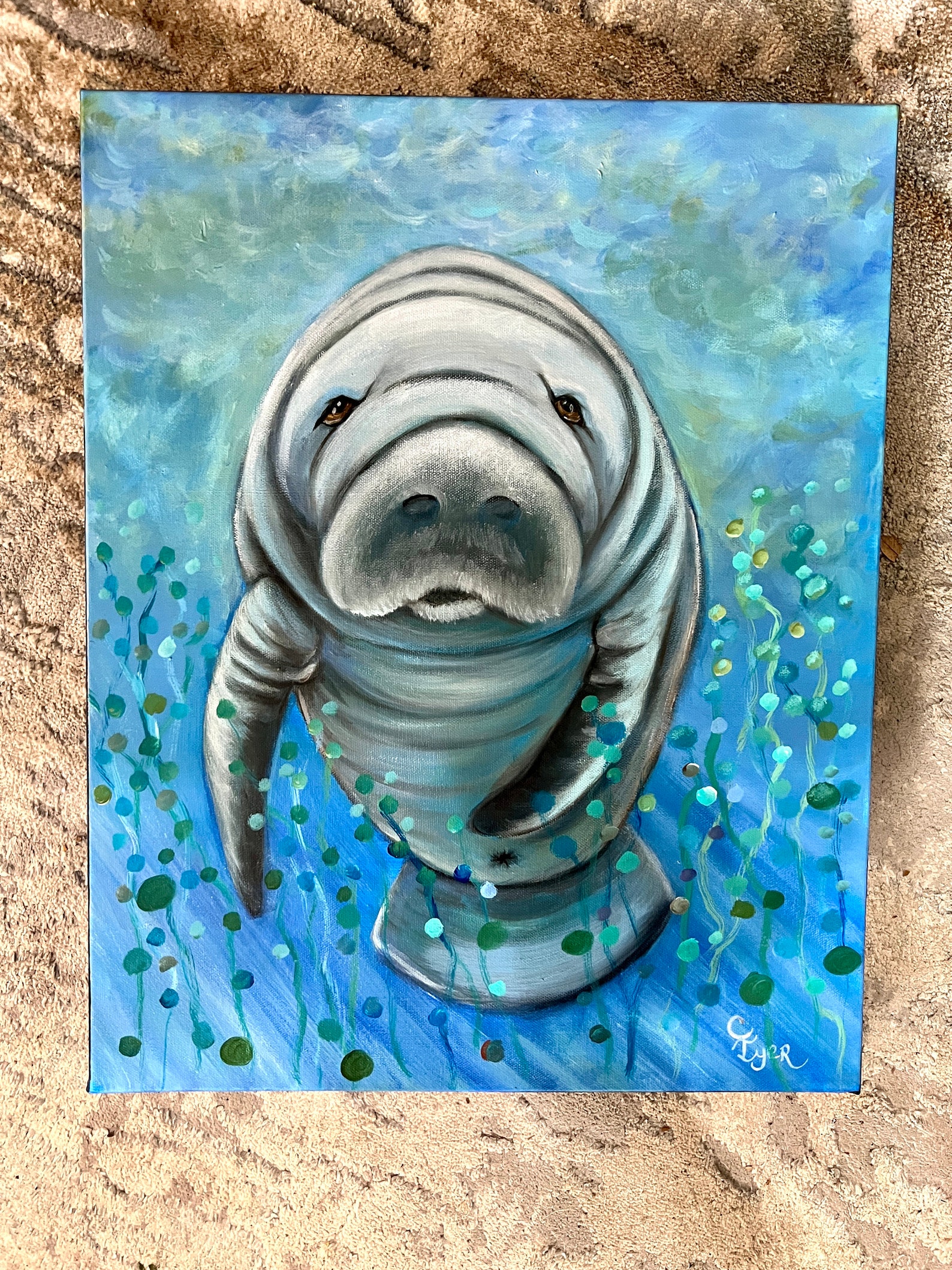 Original Oil Painting Manatee Wall Art Sea Cow Wall Decor - Etsy