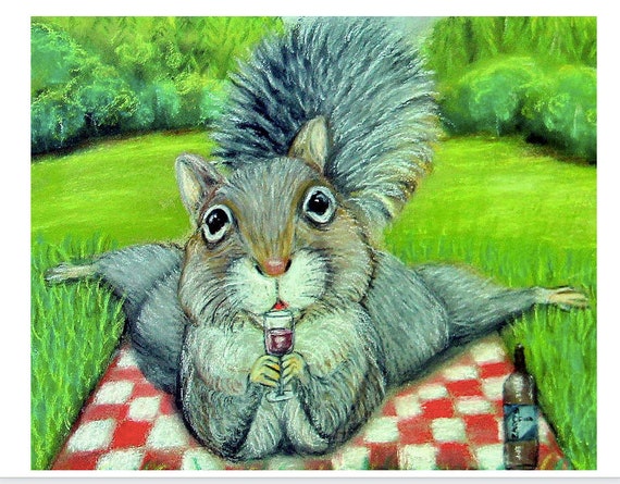 Squirrel Drinking Wine