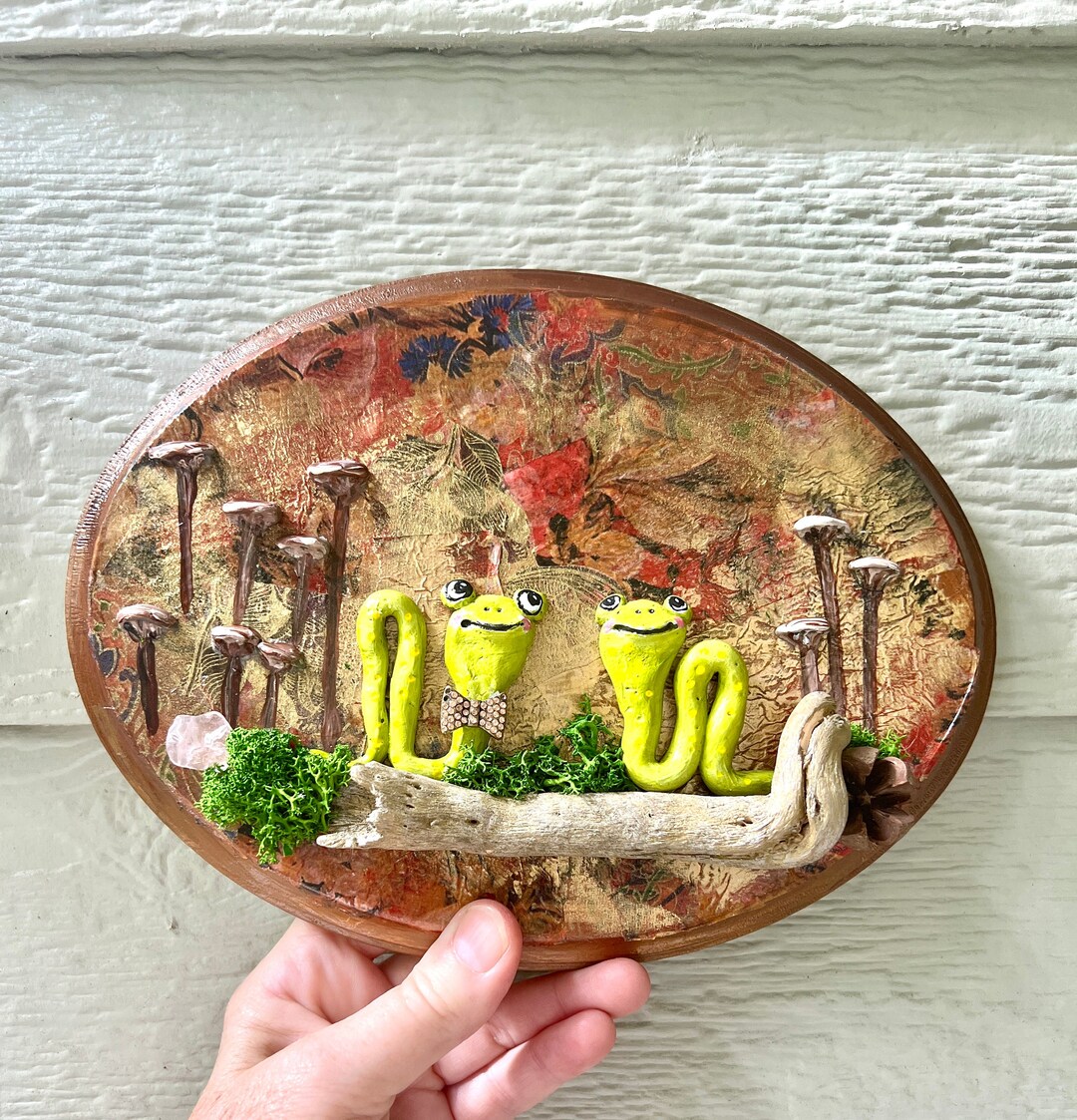 OAK Handmade Cottagecore Whimsical Inchworms and Mushrooms Wall Decor ...