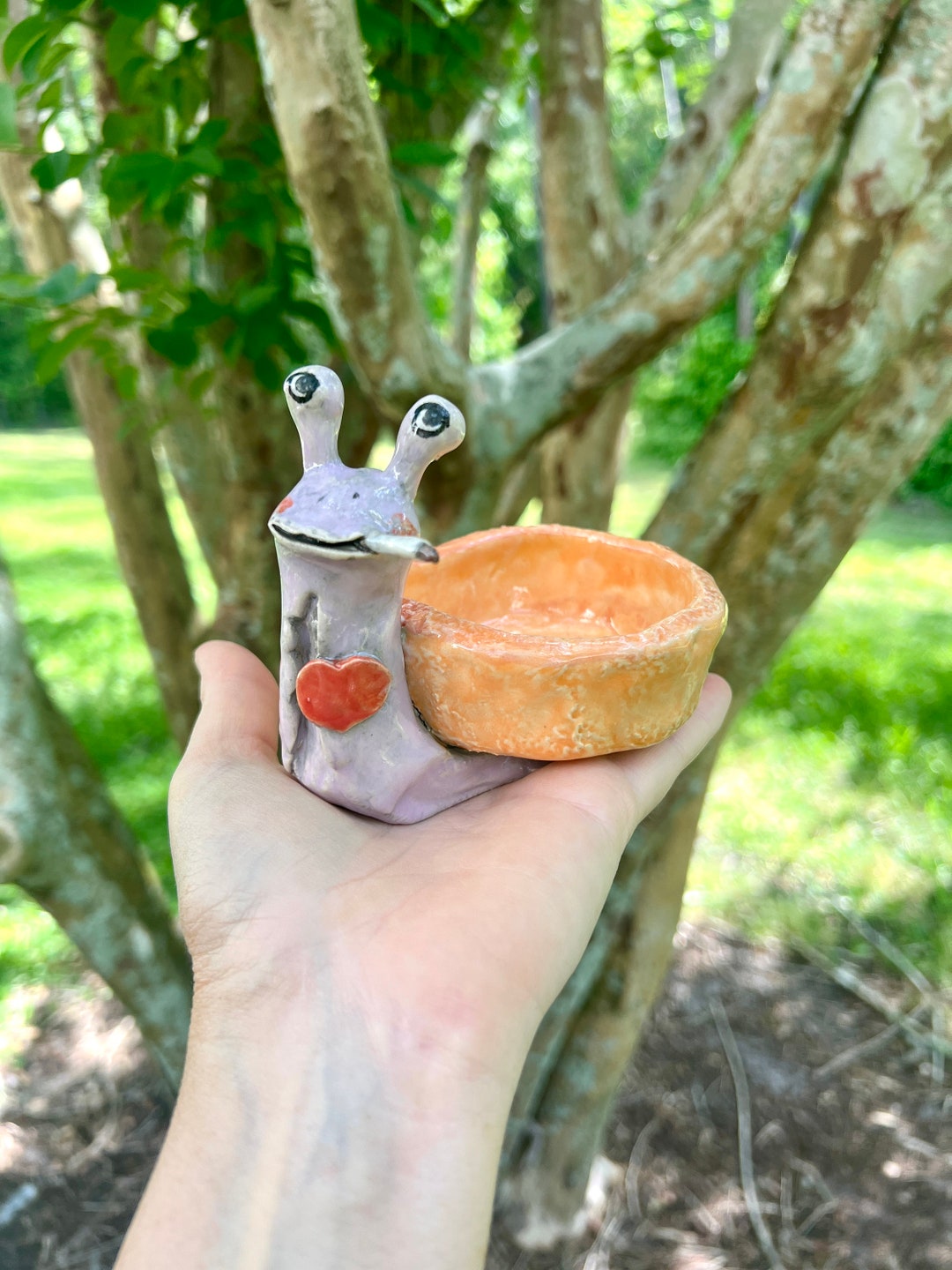 OAK Handmade Quirky Whimsical Ceramic Smoking Snail Bowl Snail With ...