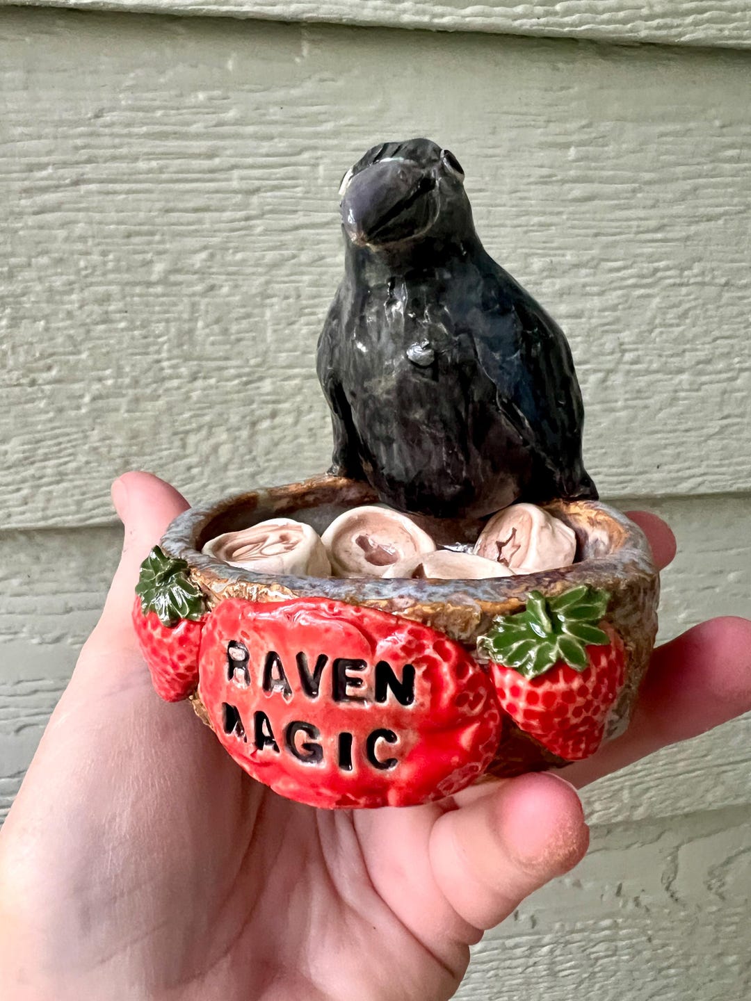 OAK Ceramic Magic Raven Dish Unique Fortune Telling Raven Pottery ...