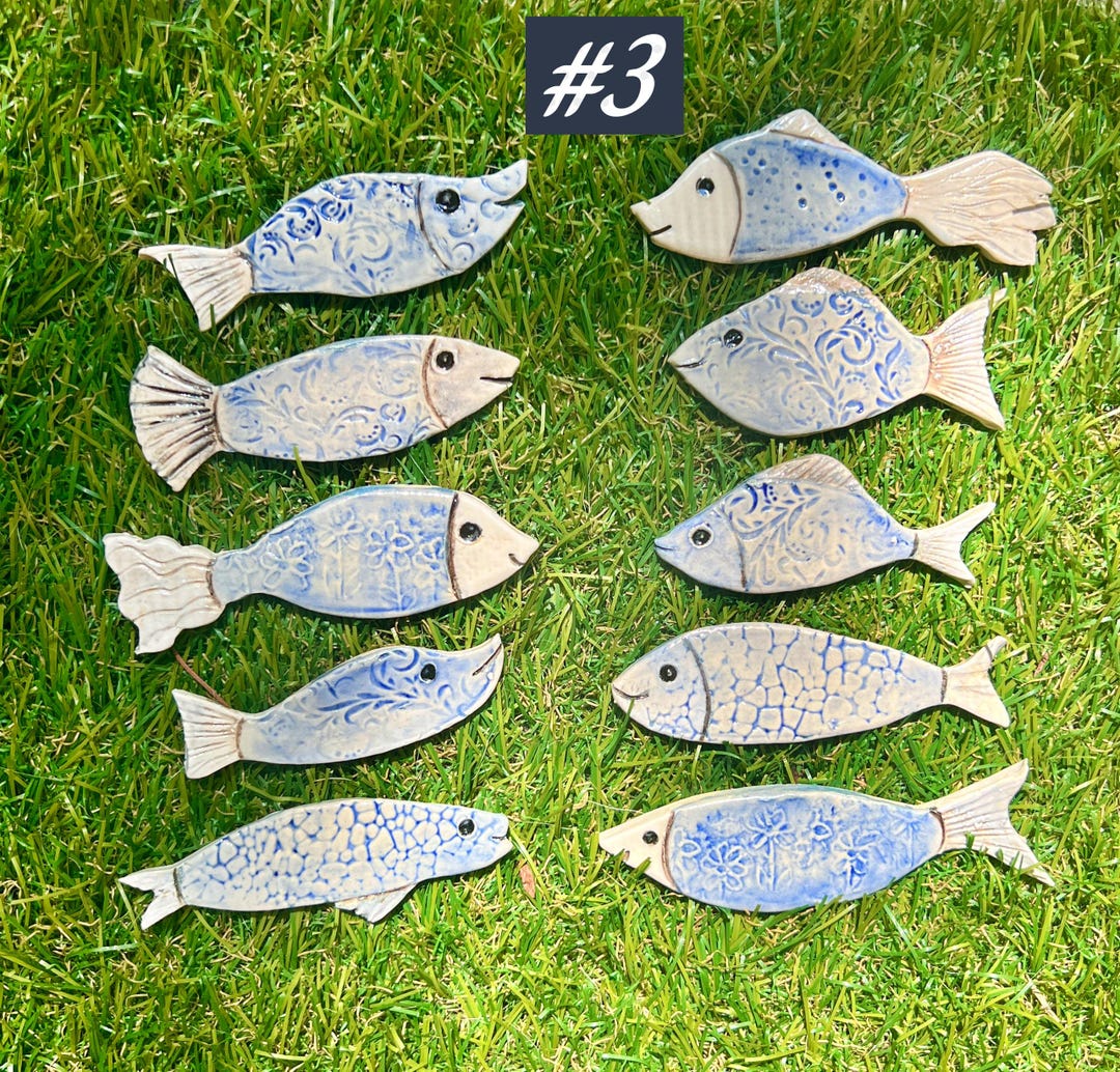 Handmade Ceramic Fish Tiles for Mosaics Happy Fish Tiles Set Orange ...