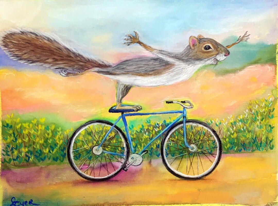 Whimsical Squirrel Art Print Squirrel Lover Gift Quirky Funny Squirrel ...