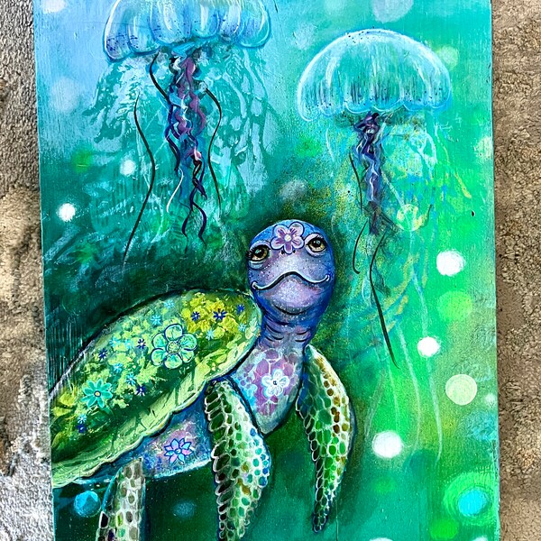Turtle Whimsical Painting - Etsy