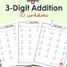 20 3-digit Addition Worksheets | Math Printable Worksheets | 20 Pages ...
