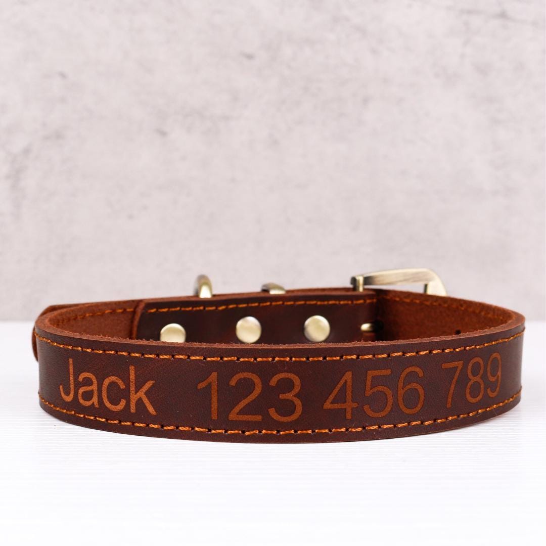 Personalized Handmade Genuine Leather Dog Collar | Personalized High ...