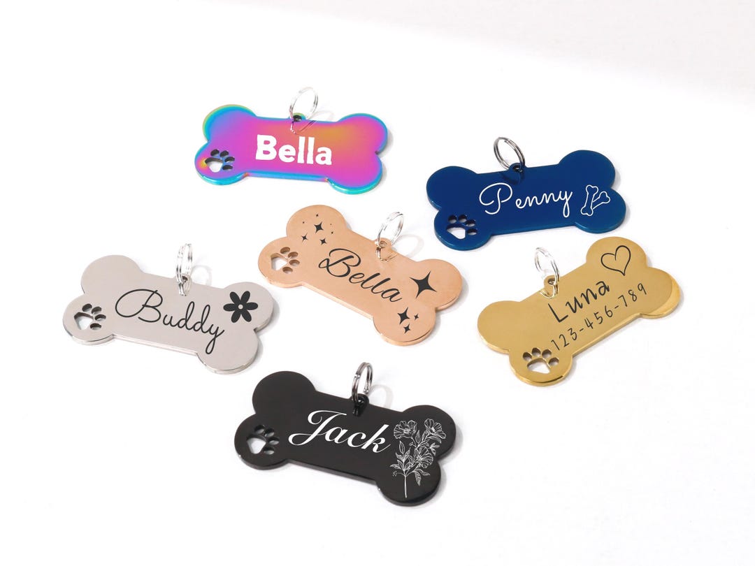 Personalized Dog ID Tags: Engraved Metal Pet Tags, Custom Engraved Dog ...