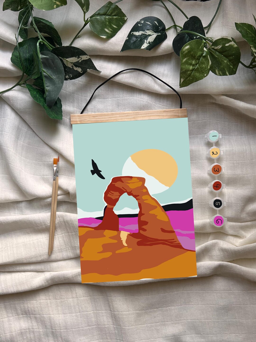 Utah Sunset Arches Simple Utah Easy Adult Paint by Number Kit. Wine and ...