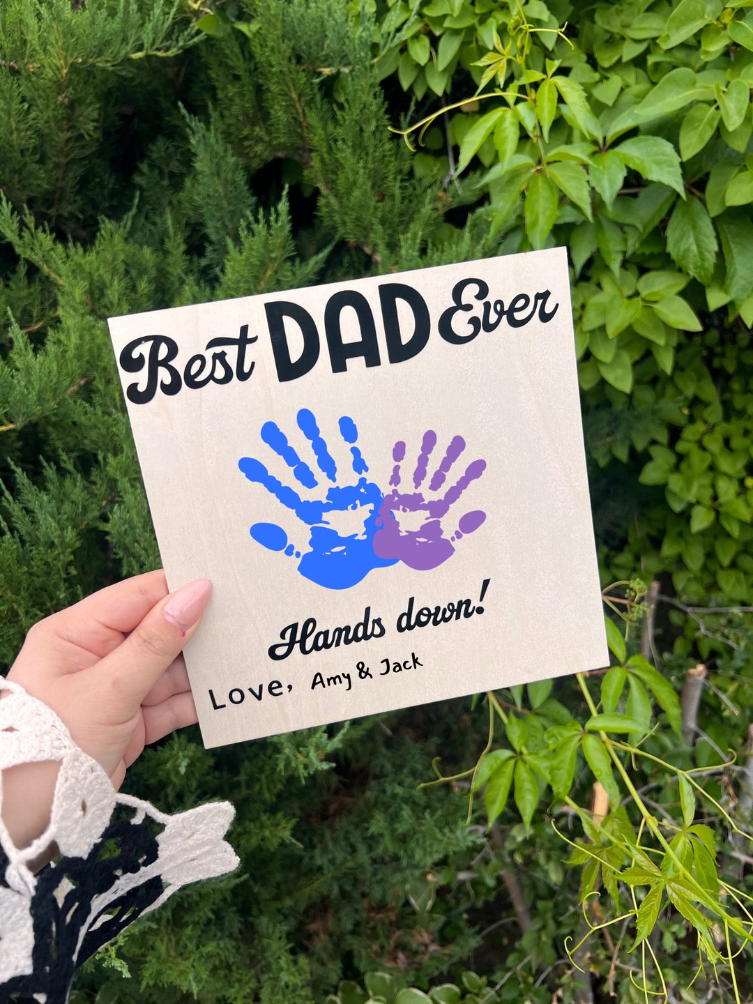 Best Papa Ever Hand Print Sign, Kids Hand Print Gift, Fathers Day Gift ...