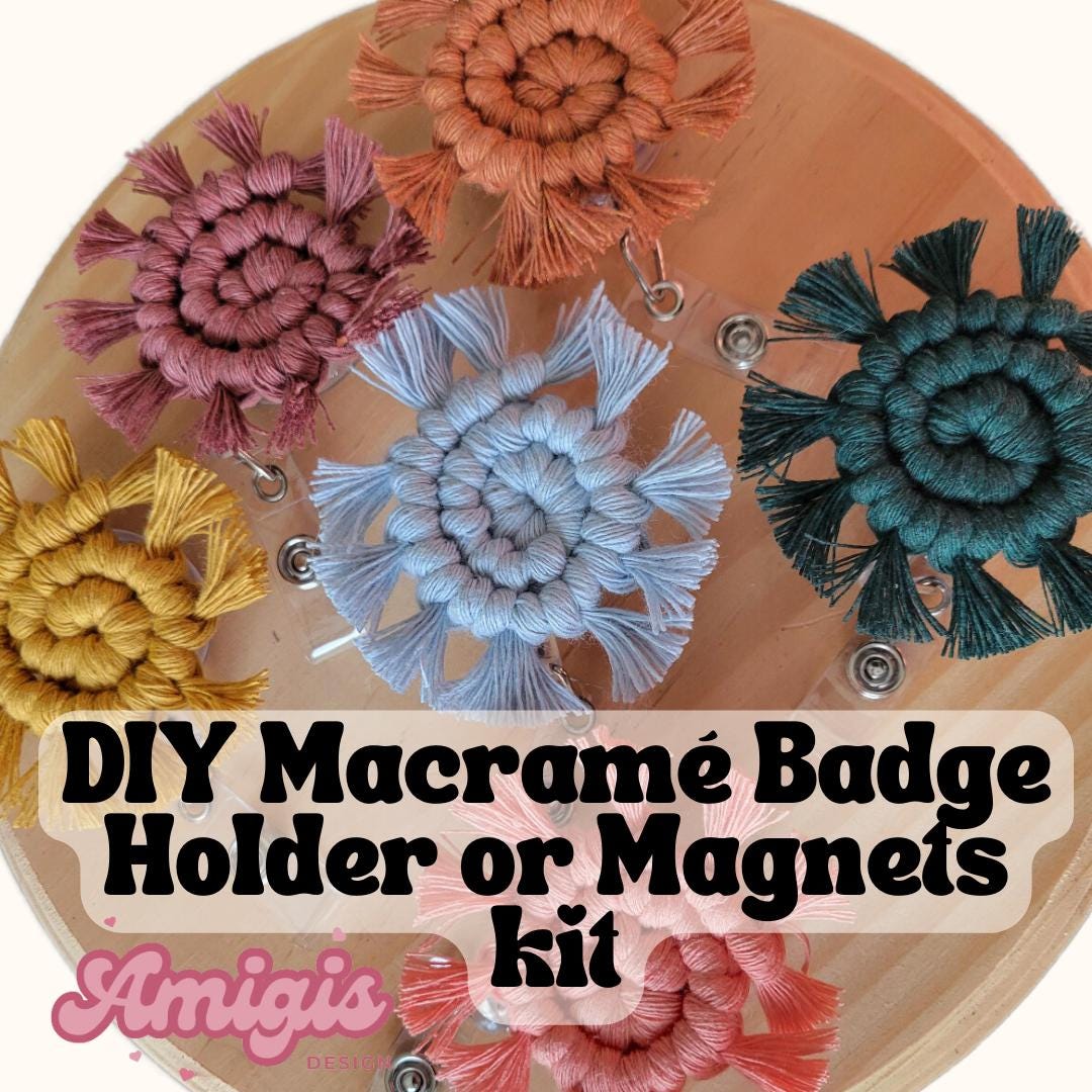 DIY Macrame Badge Holder, Boho Badge Reel, Retractable Badge Reel, Gift ...