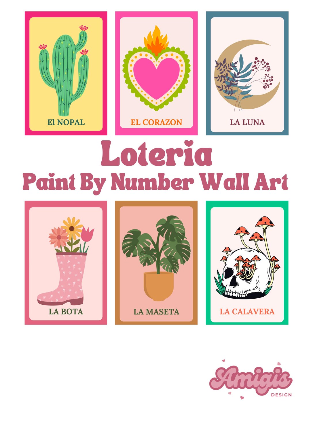 La Loteria Paint by Number Kit: Mexican Wall Art DIY Wine and Paint ...