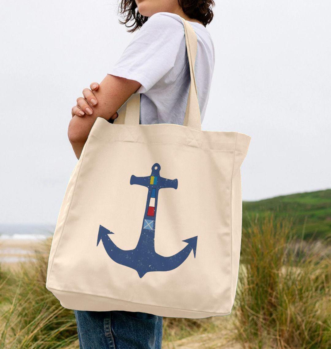 Nautical Anchor Beach Large Tote Bag: Eco Friendly Yacht & Sailing Bag ...