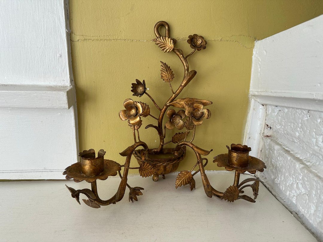 Antique Italian Tole Candle Sconce Candelabra Wall Sconce Candle Holder ...