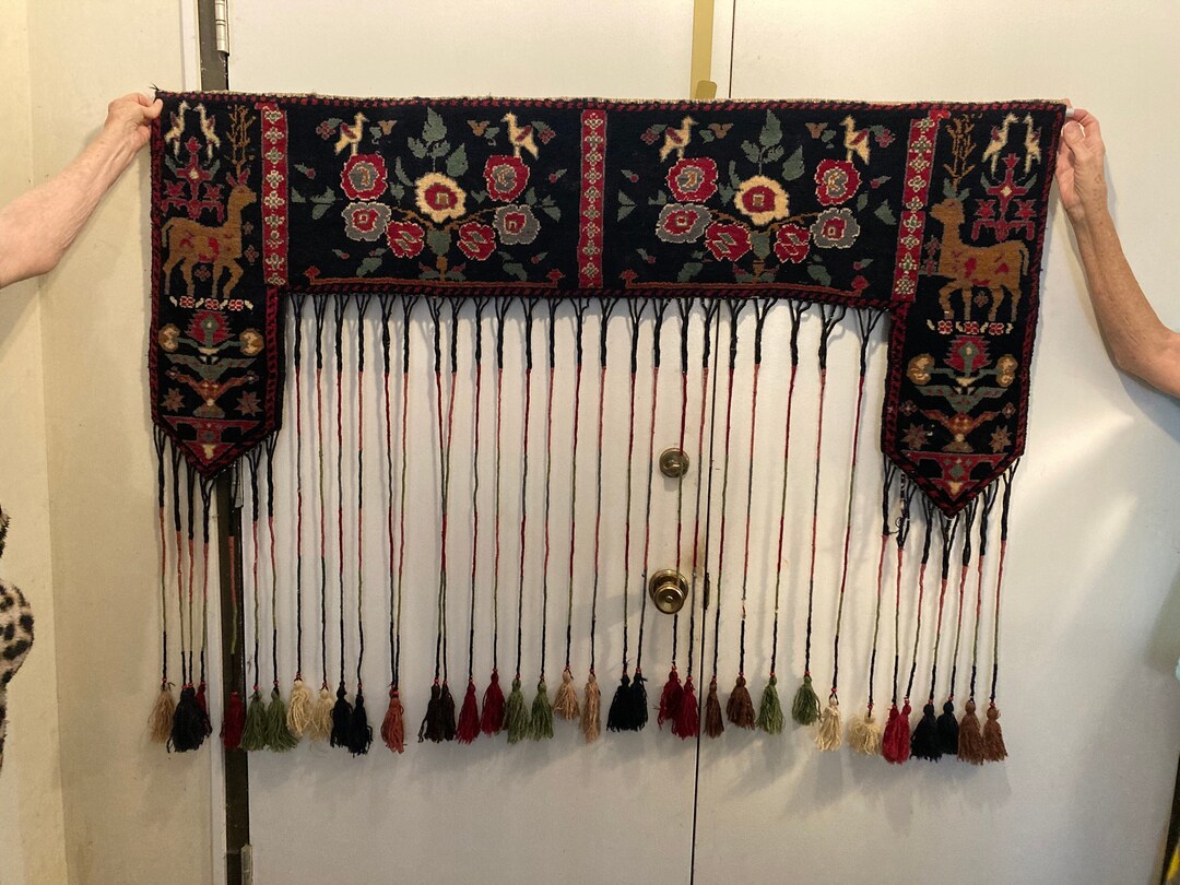 Vintage Kilim Carpet Valance Window Hanging Door Hanger Long Fringe ...