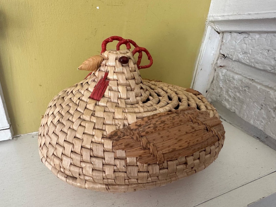 Rooster Basket Primitive Kitchen Decor Egg Holder - Etsy