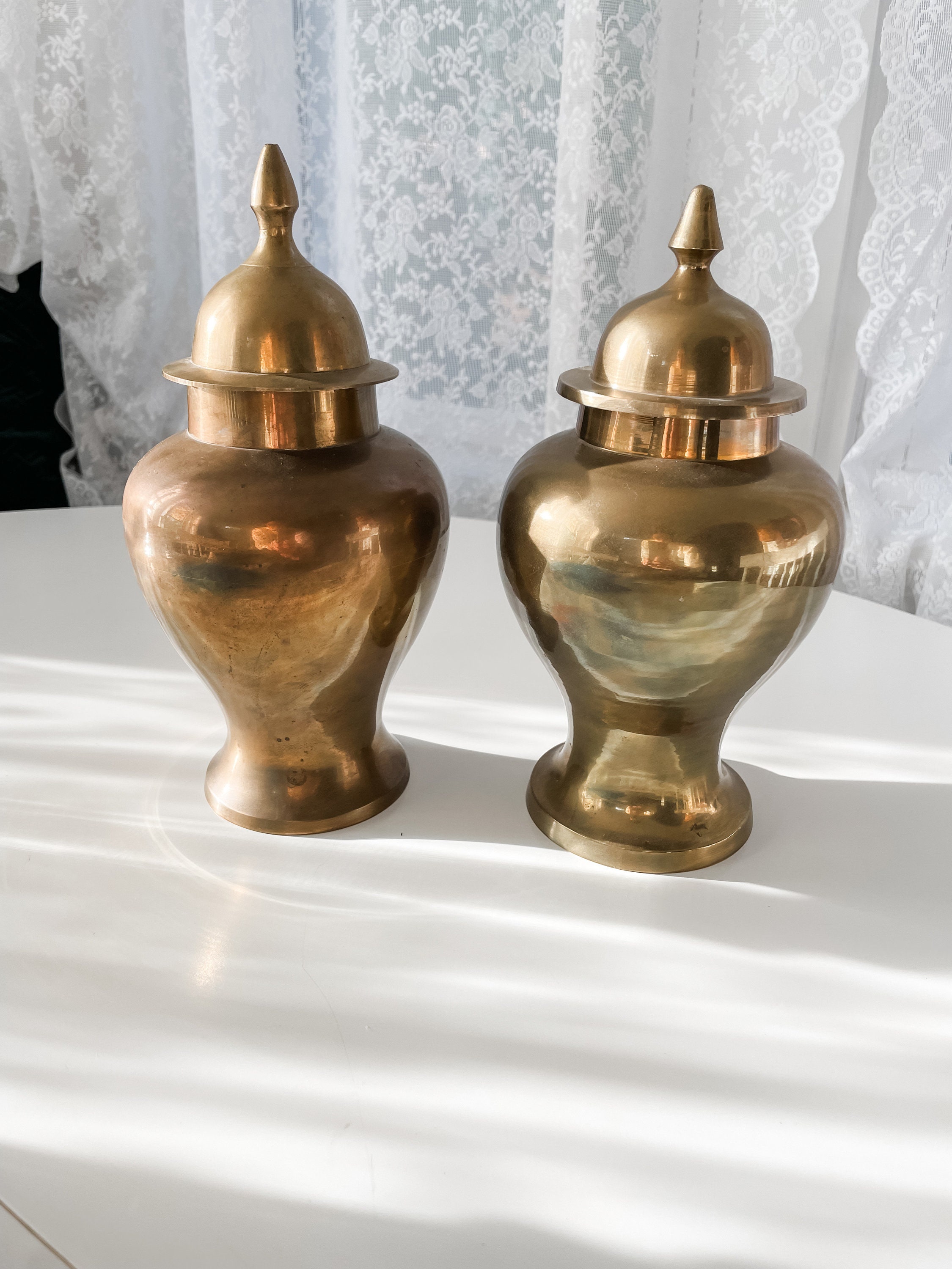 Vintage Solid Brass Ginger Jar, Vintage Solid Brass Urn - Etsy