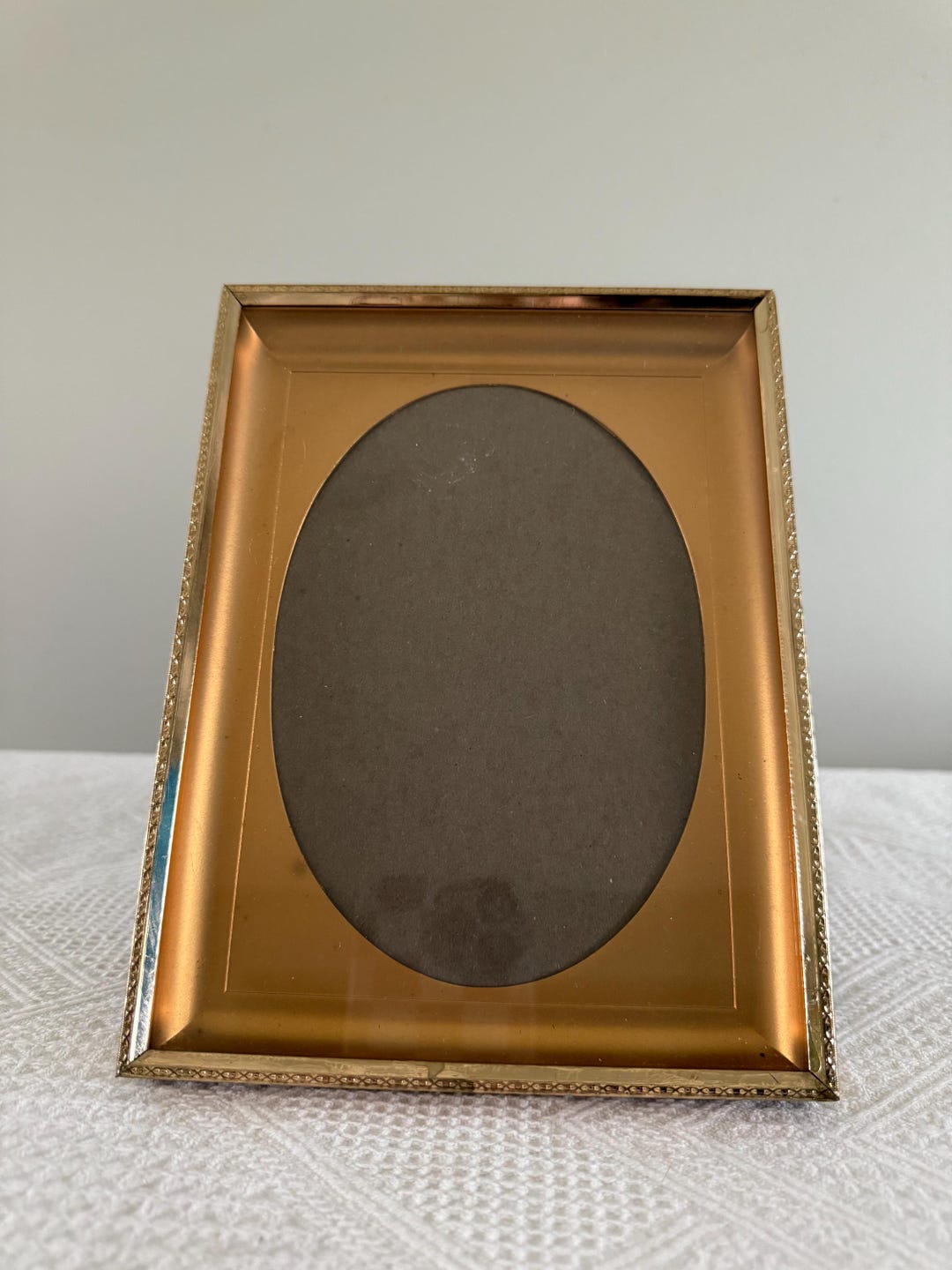 Vintage Brass Gold Metal Shadow Box Picture Frame With Oval Mat 6.25 X ...