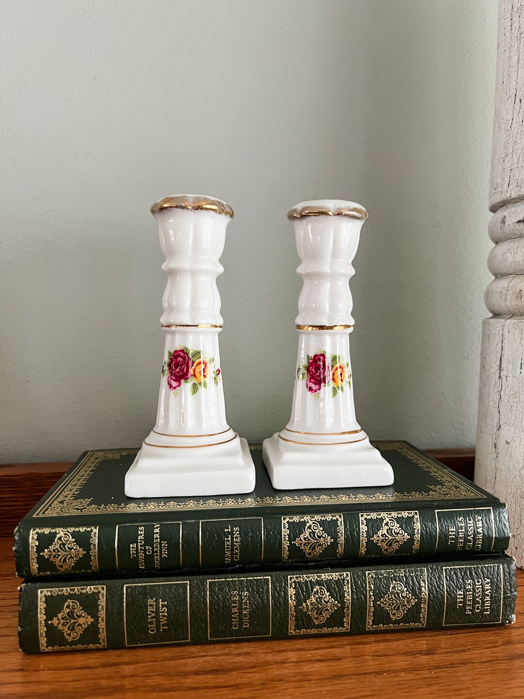 Cottage Rose Candlestick Holder Fine Bone China - Etsy