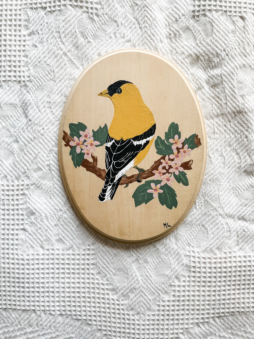 Finch Bird Oval Handpainted Plaque Wooden Wall Decor - Etsy