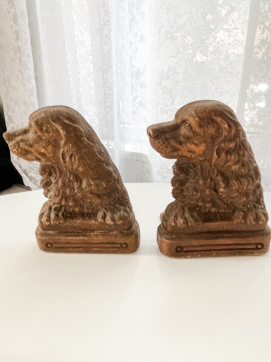 Vintage Dog Spaniel Bookends, Orna Wood Syroco - Etsy
