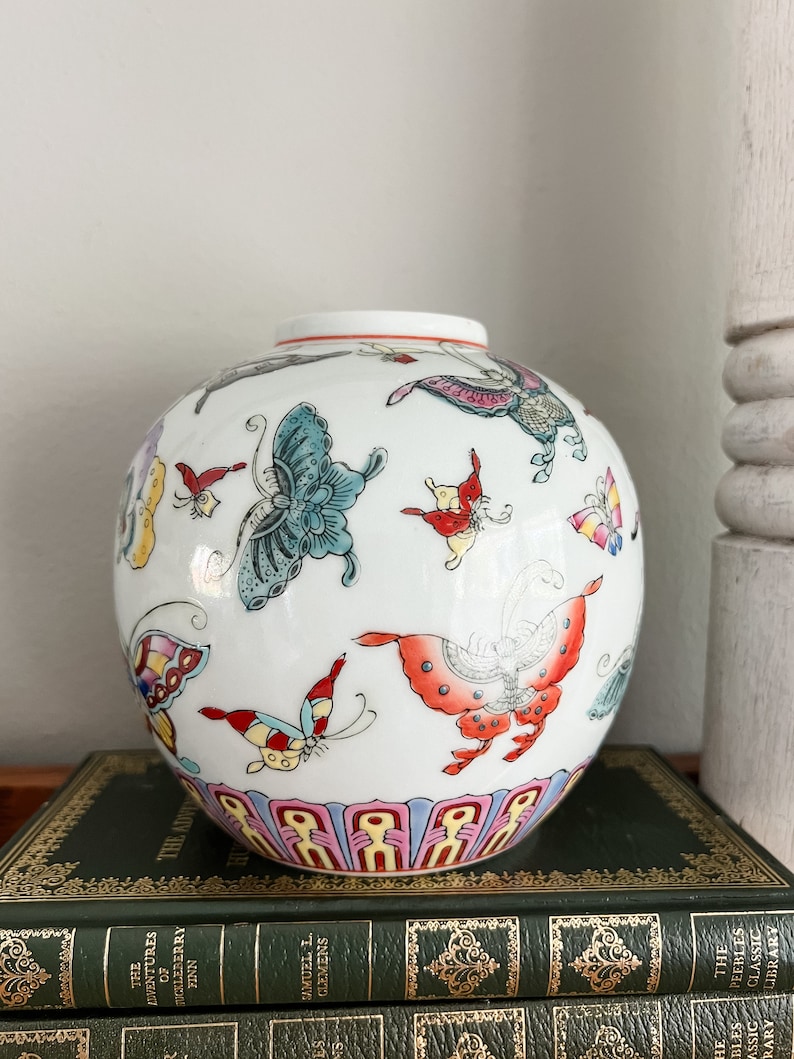 Vintage Chinese Qi Ling Butterfly Ginger Jar Vase - Etsy