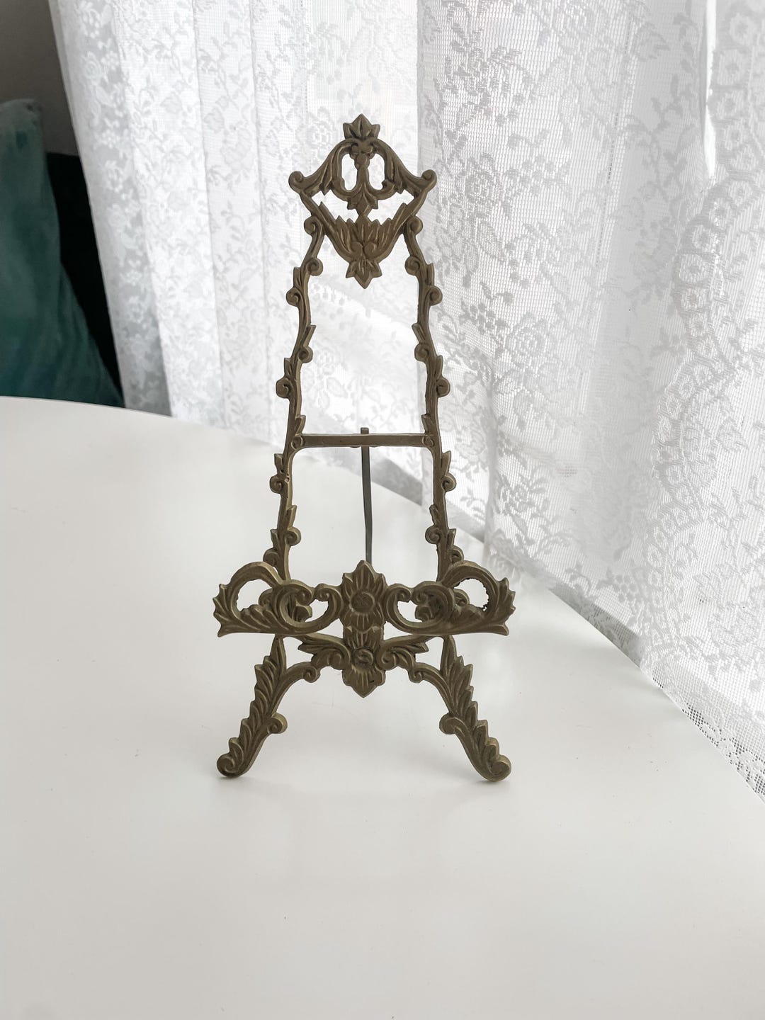 Brass Easel Book Art Holder - Ornate Baroque Table Stand - Vintage ...