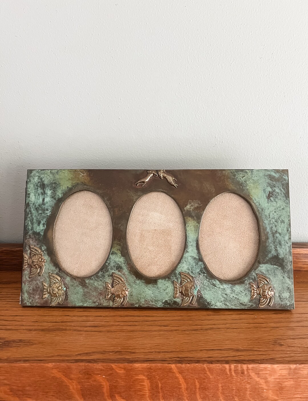 Vintage Brass Bronze Coastal Style Picture Frame Signed by Mexican Artist Enrique Zavala, Art ...