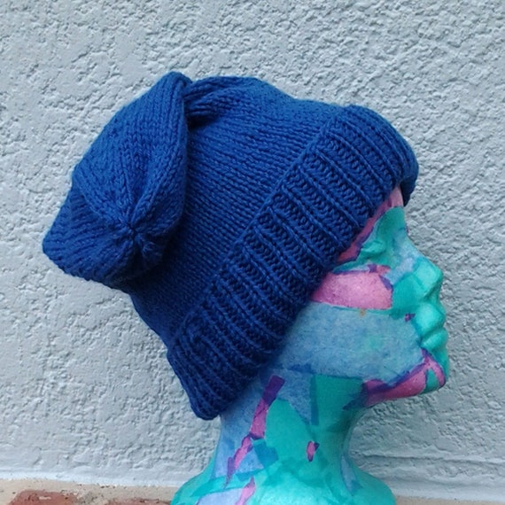 Blue Stocking Cap Hand Knit 100% Wool Liberty Hat - Etsy