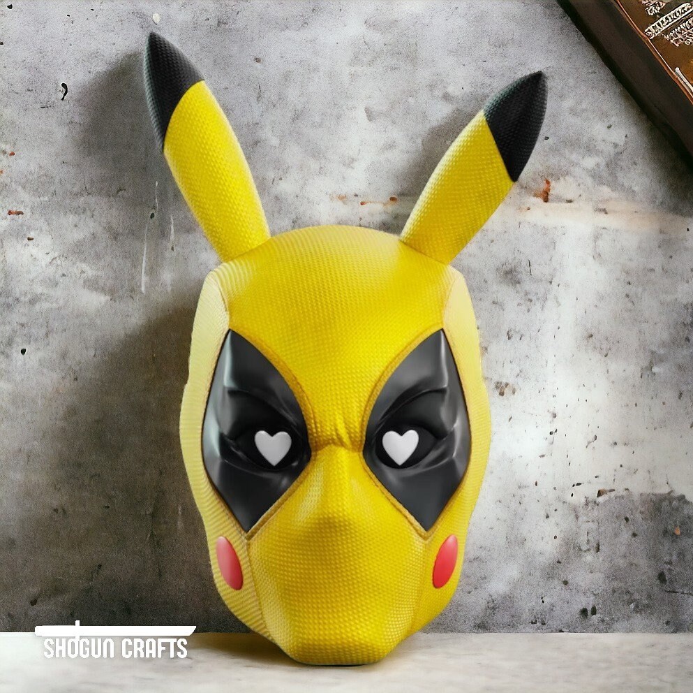 Pikachu Deadpool Mask 3D Stl Files Magnetic Pikachu Deadpool Helmet 3D ...