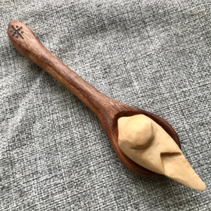 Nesting Bird in A Spoon Handmade Carved Whittled Wooden Birds Spoons ...