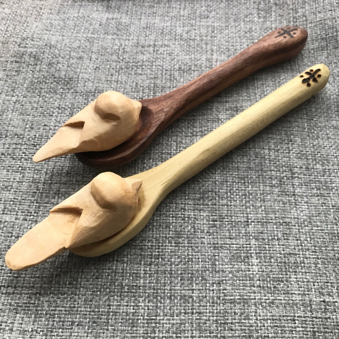 Nesting Bird in A Spoon Handmade Carved Whittled Wooden Birds Spoons ...