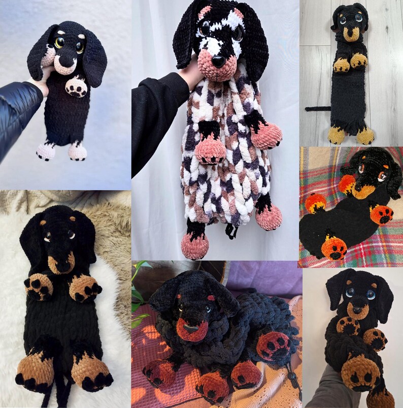 Dachshund Pajama Eater Crochet Pattern PDF | Amigurumi Dog Lovey ...