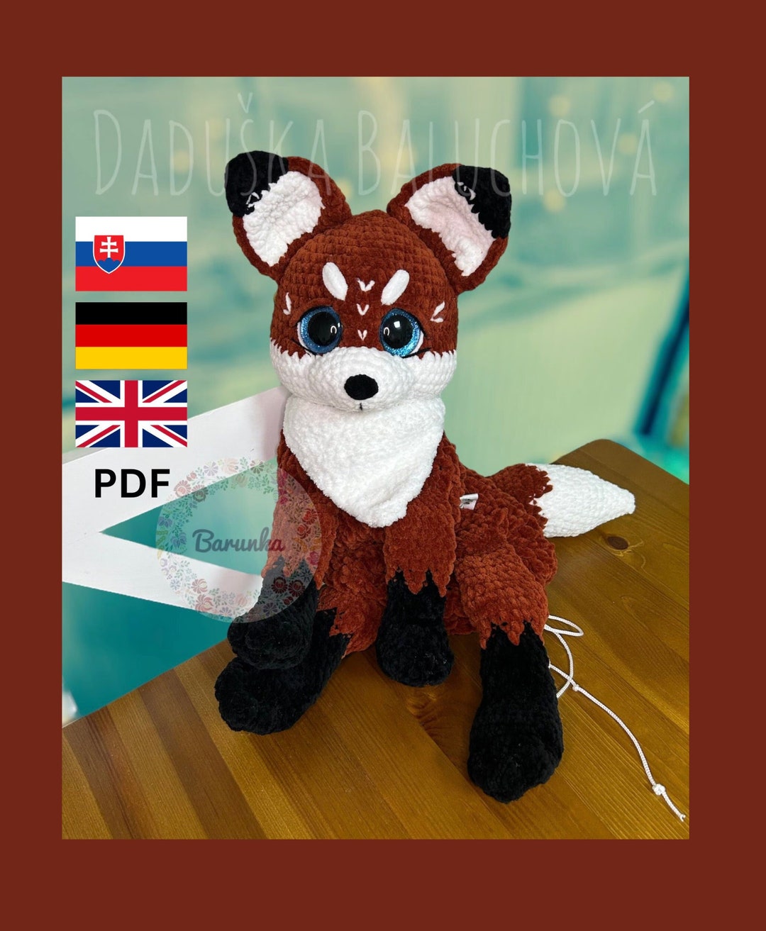 Crochet Fox Pyjama Muncher Pattern PDF - Crochet Cuddly Fox Pyjama Bag ...