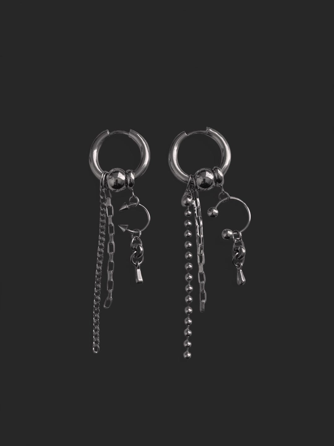 Stainless Steel Multi Chain Earrings| Mismatched Earrings | Grunge Punk ...