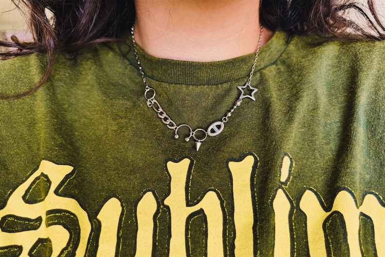 Stainless Steel Cyber Punk Edgy Chain Necklace Star Necklace Grunge ...