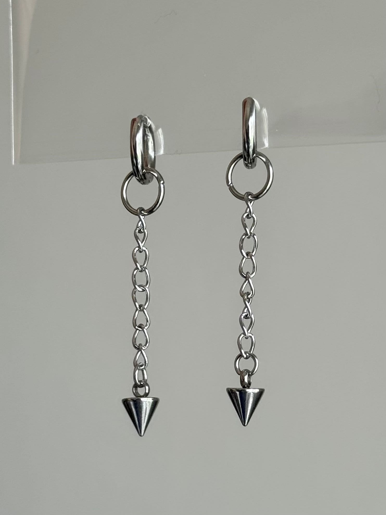 Spike Chain Earrings Mini Spike Earrings Stainless Steel Chain Earrings ...