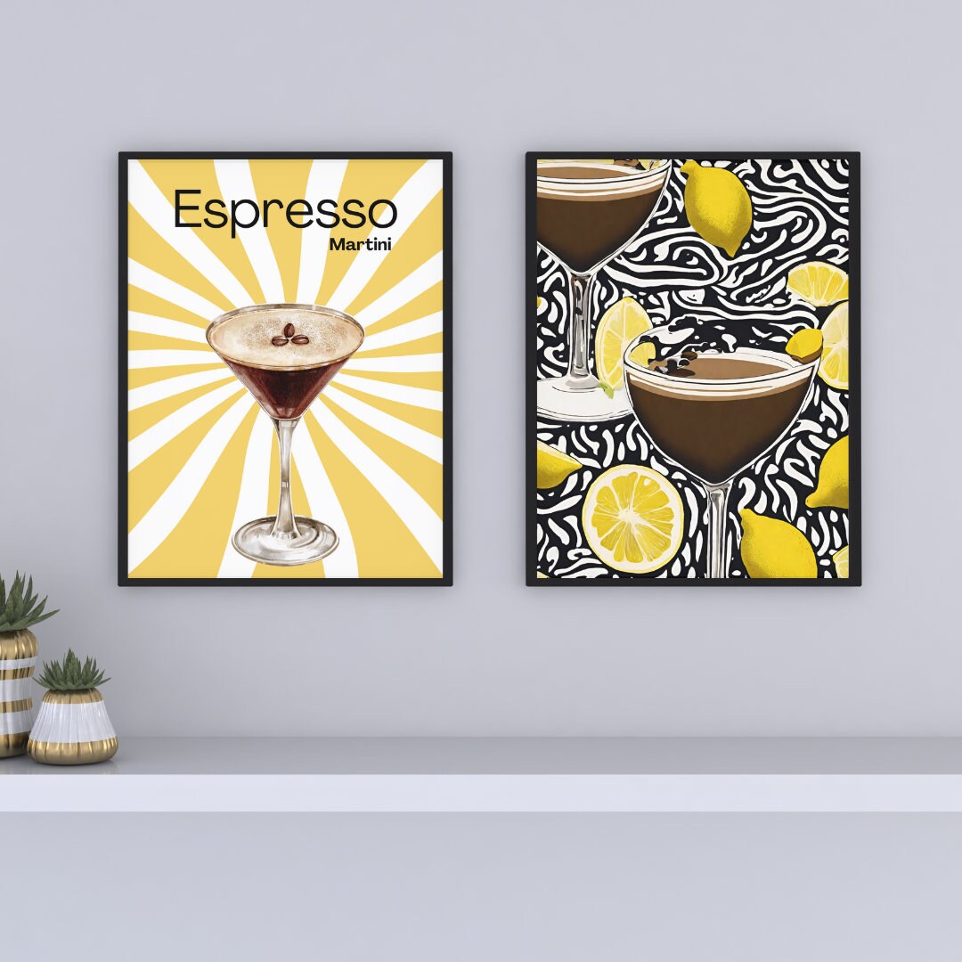 Espresso Martini Print, 70s Bar Digital Print, Retro Espresso Martini ...