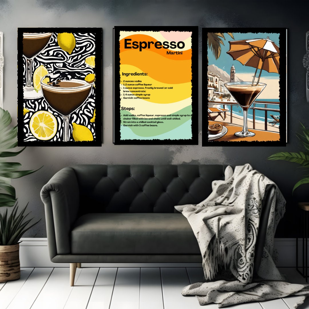 Espresso Martini Print, 70s Bar Digital Print, Retro Espresso Martini ...