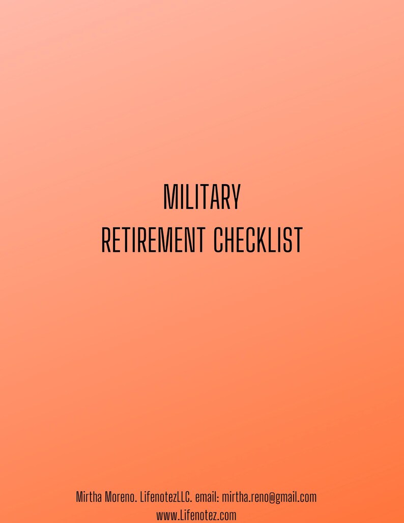 Military Retirement Checklist - Etsy