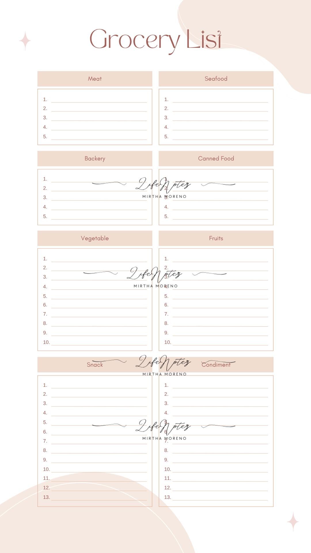 Grocery List Planning Worksheet - Etsy