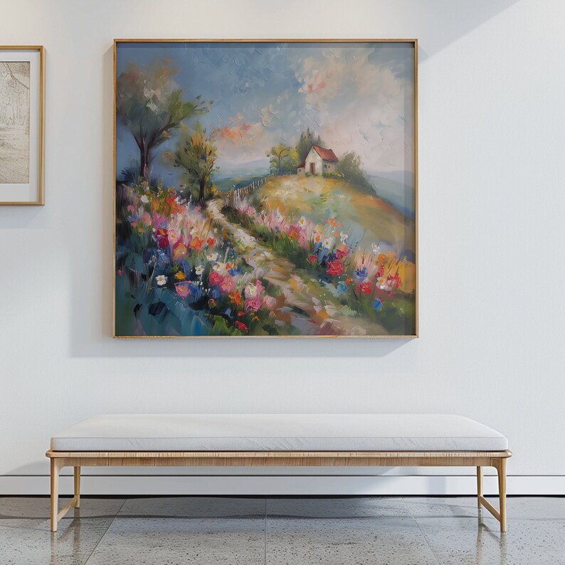 Digital Download - Charming Farmhouse on a Flowery Hill - Etsy