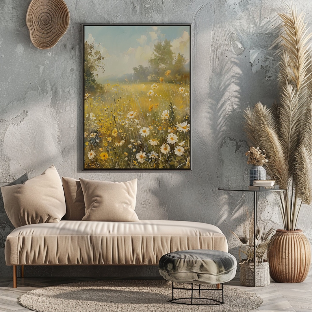 Digital Download - Impressionist Oil Painting - Tranquil Daisy Field - Etsy