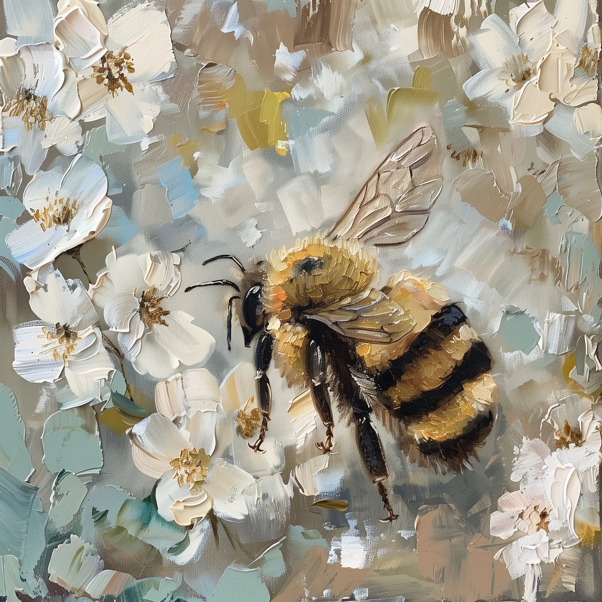 Digital Download - Set of 4 - Bumble Bee on White Flowers Printable - Etsy